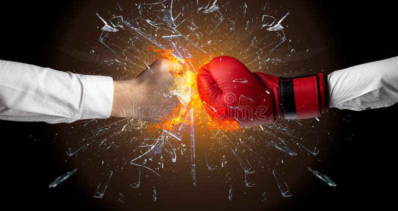 Fighting Hands Breaking Glass Stock Image - Image of mittens, business ...