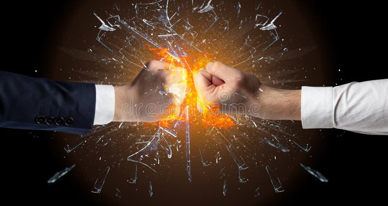 Fighting Hands Breaking Glass Stock Photo - Image of competition ...