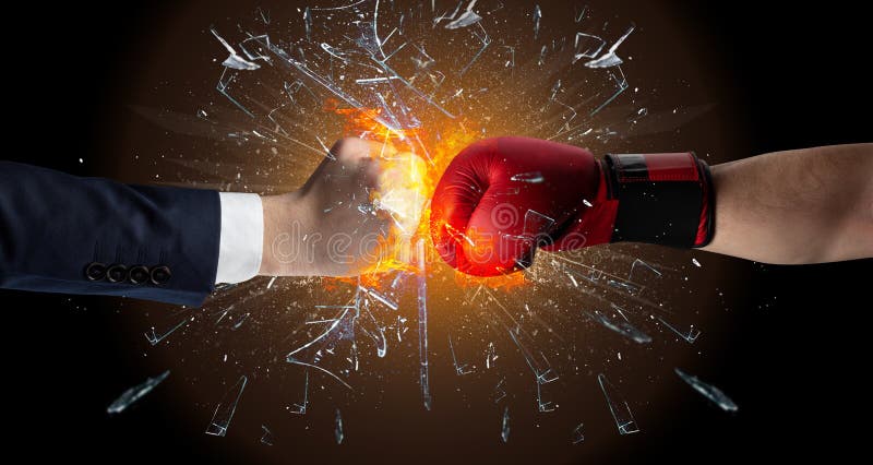 Fighting Hands Breaking Glass Stock Image - Image of battle, impact ...