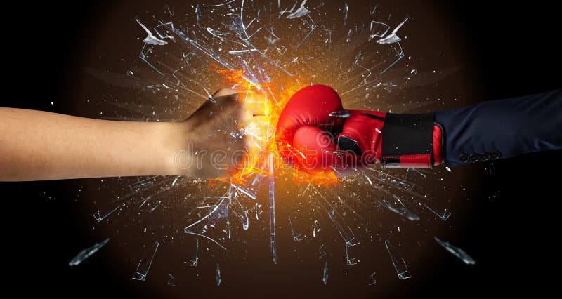 Fighting Hands Breaking Glass Stock Image - Image of boxing, impact ...