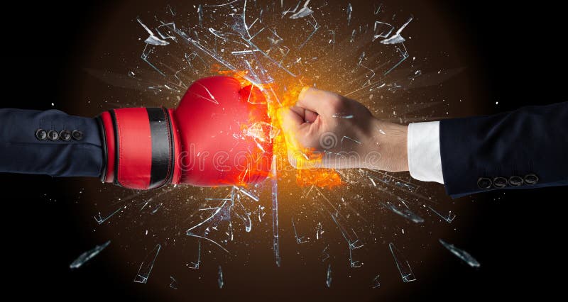 Fighting Hands Breaking Glass Stock Image - Image of corporate, attack ...