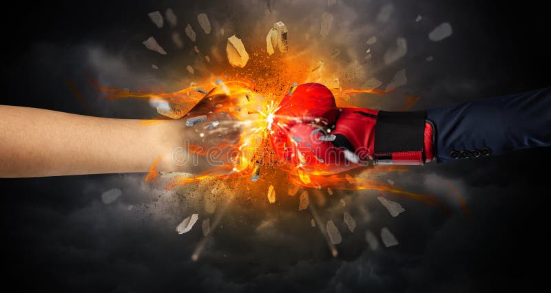 Fighting Hands Breaking Rock Stock Photo - Image of punch, attack ...