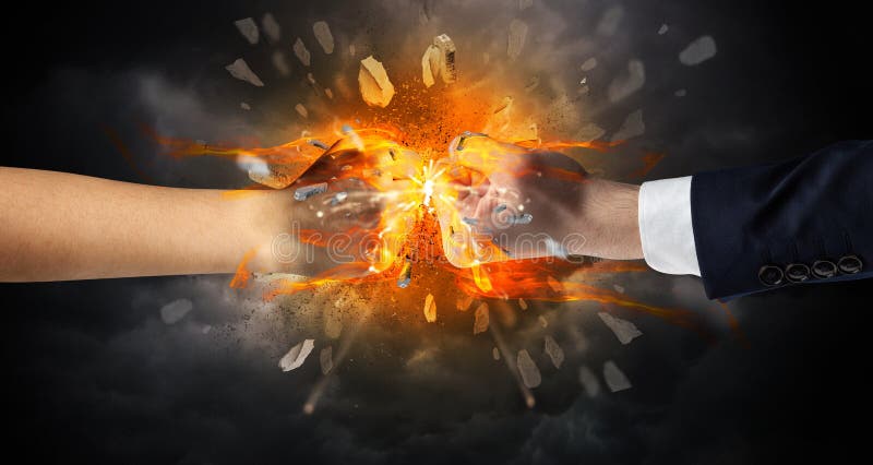 Fighting Hands Breaking Rock Stock Image - Image of energy, interaction ...