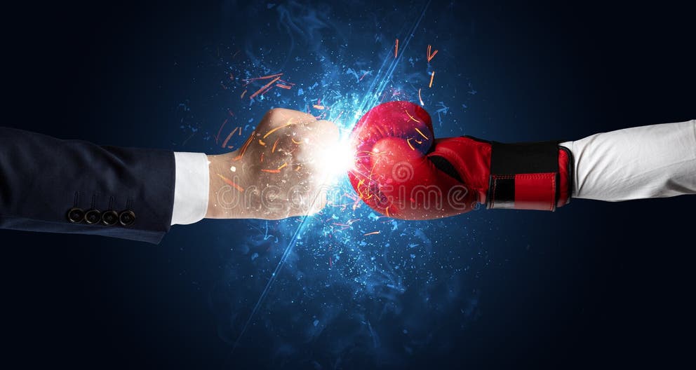 Fighting Hands with Different Elements Concept Stock Photo - Image of ...