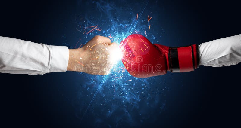 Fighting Hands with Different Elements Concept Stock Photo - Image of ...