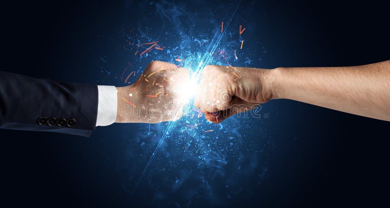 Fighting Hands with Different Elements Concept Stock Image - Image of ...