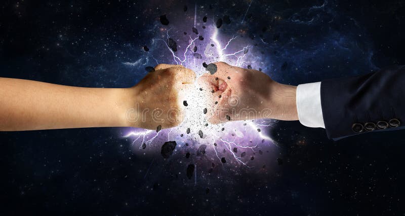 Fighting Hands with Storm Explosion Stock Photo - Image of dynamic ...