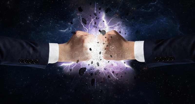 Fighting Hands with Storm Explosion Stock Photo - Image of anger, fight ...