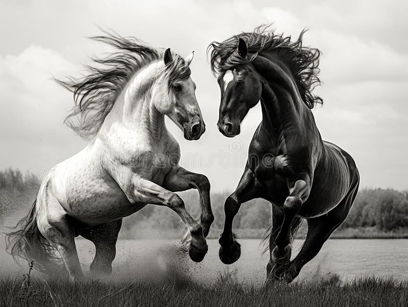 Ai Generated Illustration Wildlife Concept of Fighting Horses Stock ... Ai Generated Illustration Wildlife Concept of Fighting Horses Stock ...