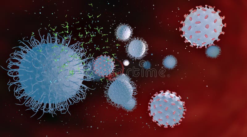 Fighting the Immune System Against Flu and Cold Viruses Stock ...