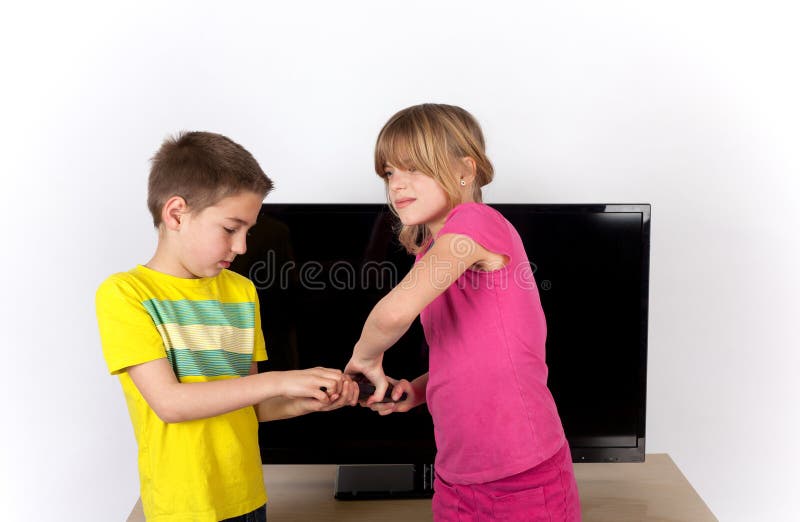 Fighting for the Remote Control Stock Image - Image of fight, girl ...