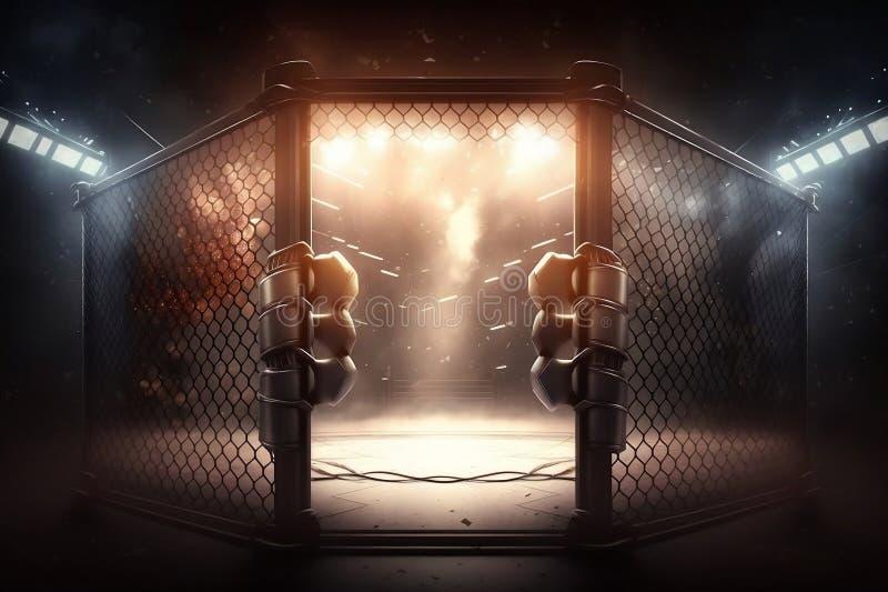 Fighting Ring Surrounded by a Fence, Generative Ai Stock Illustration ...