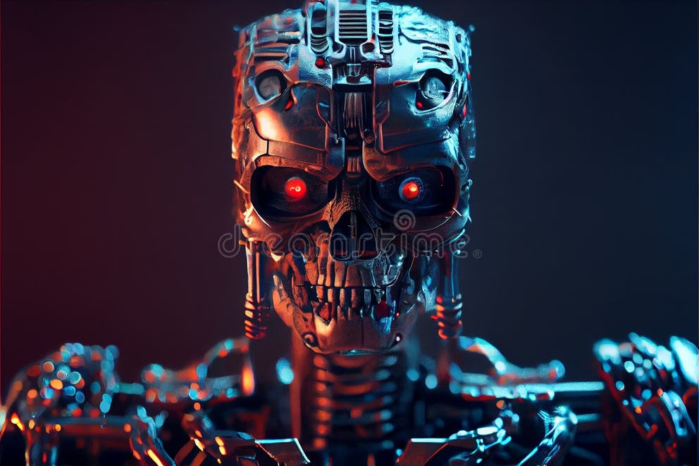 Fighting Robot Skeleton. Generative AI Stock Illustration ...
