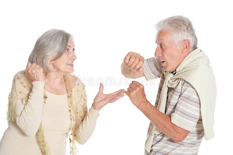 Fighting senior couple stock photo. Image of portrait - 75192652