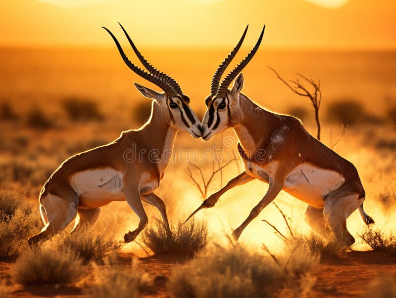 Fighting Springbok Antelopes Stock Illustration - Illustration of ...