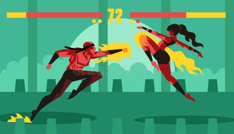 Fighting Videogame Two Characters Special Powers Stock Vector ...