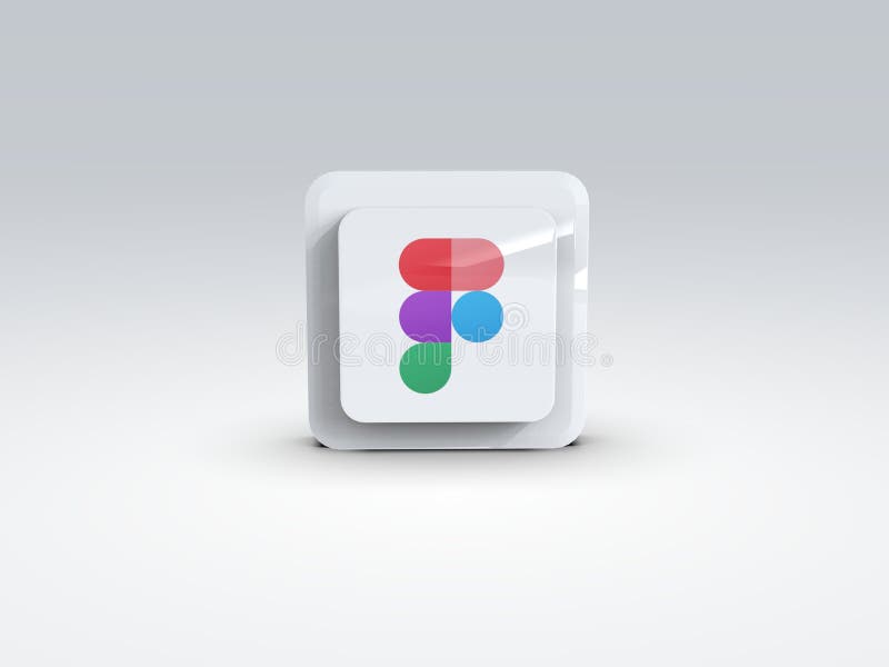 Figma App 3d Render, White Background Isolated Button Front View ...