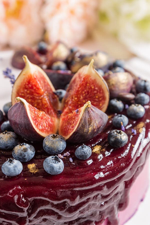 Figs as a cake decoration stock photo. Image of glaze - 61769718