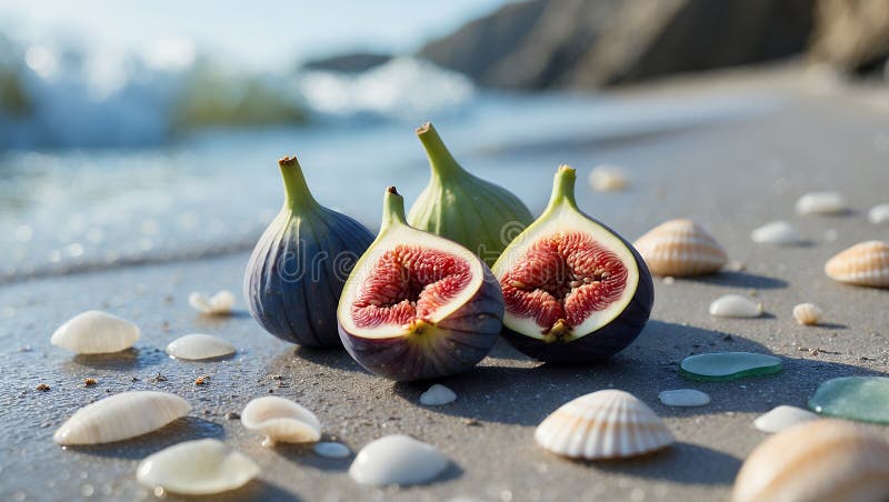 Ripe Figs on the Beach: Summertime Delight Stock Illustration ...