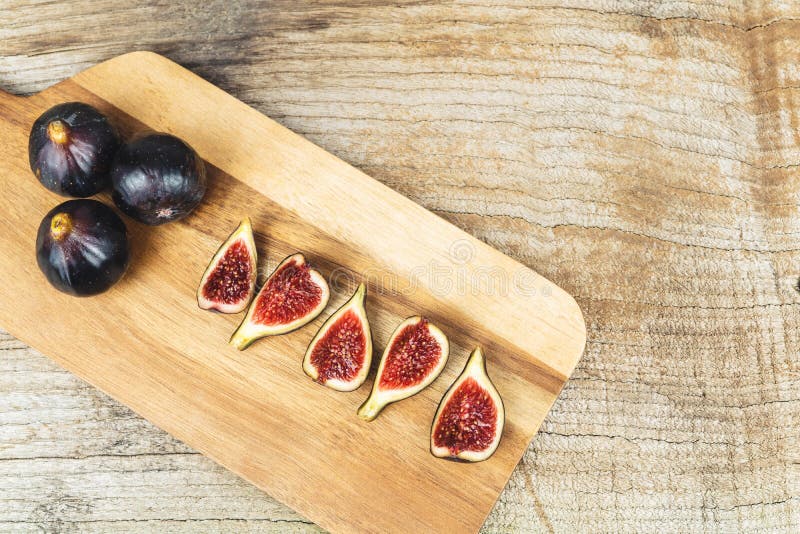Figs Cut on Kitchen Table. Copy Space Stock Photo - Image of gastronomy ...