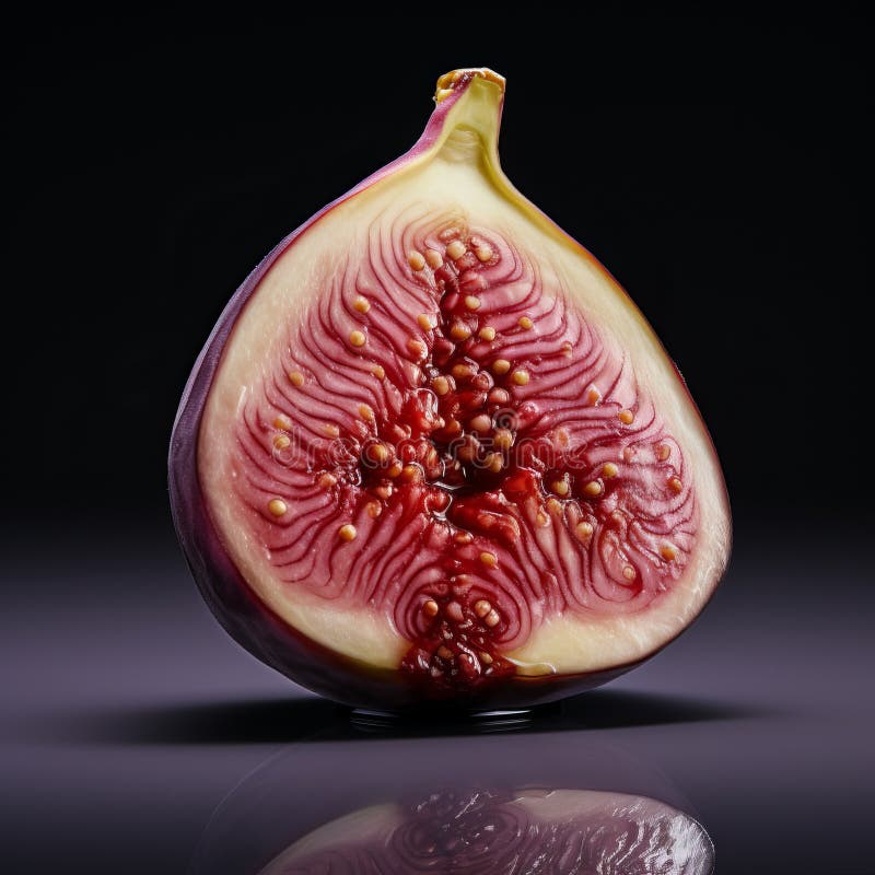 Detailed Hyperrealism Plump Fig Photograph on White Background Stock ...