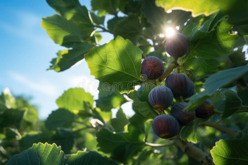 Figs grow on a tree stock illustration. Illustration of closeup - 302725656