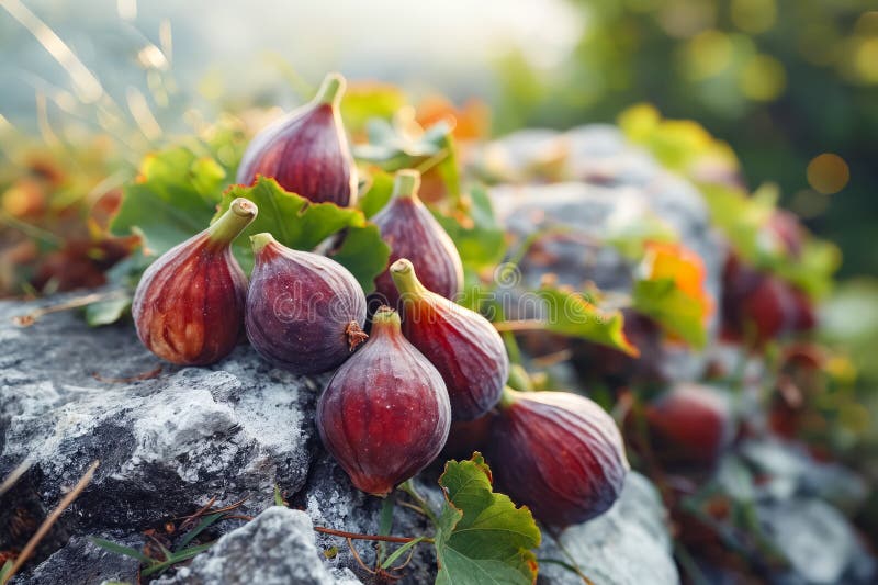 Figs Growing on Rock in the Sun. Generative AI Stock Image - Image of ...