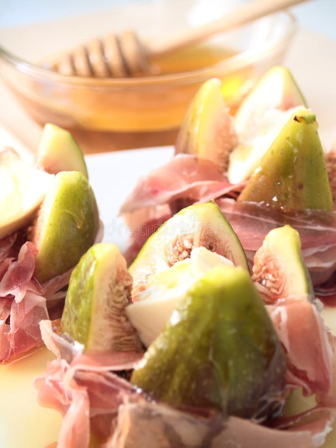 Figs, Ham, Cheese and Honey Stock Photo - Image of autumn, italian ...
