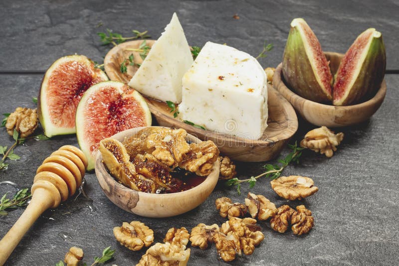Figs with Honey and Fresh Cheese Stock Image - Image of camembert ...