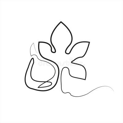 Figs - One Line Drawing.Figs and Leaf in Continuous Line Drawing Style ...
