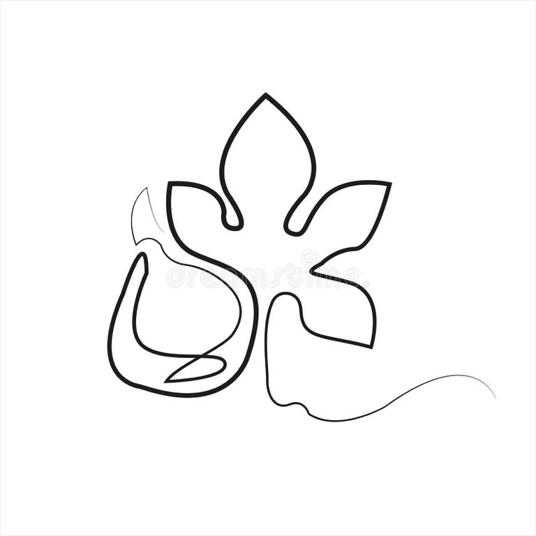 Figs - One Line Drawing.Figs and Leaf in Continuous Line Drawing Style ...