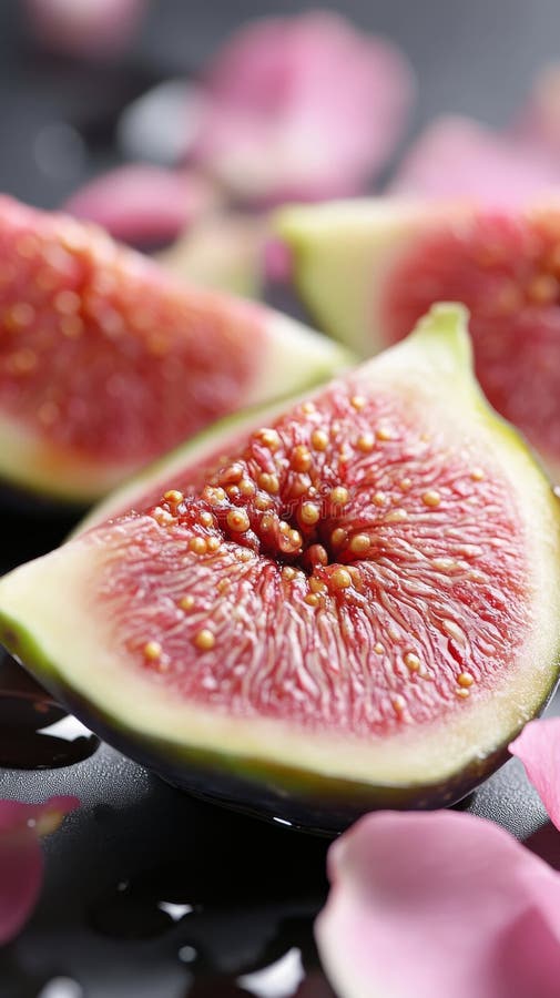 Figs Split in Half, Drizzled with Honey and Adorned with Floral Notes ...