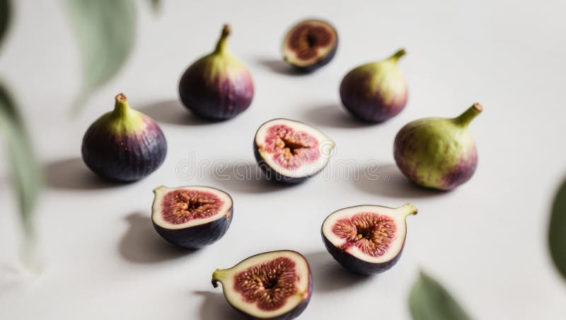Figs Whole and Halved Showcasing Their Vibrant Color and Unique Texture ...