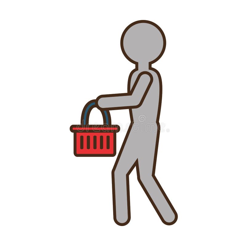 Figura Humana Con La Cesta De Compras Ilustración del Vector ...