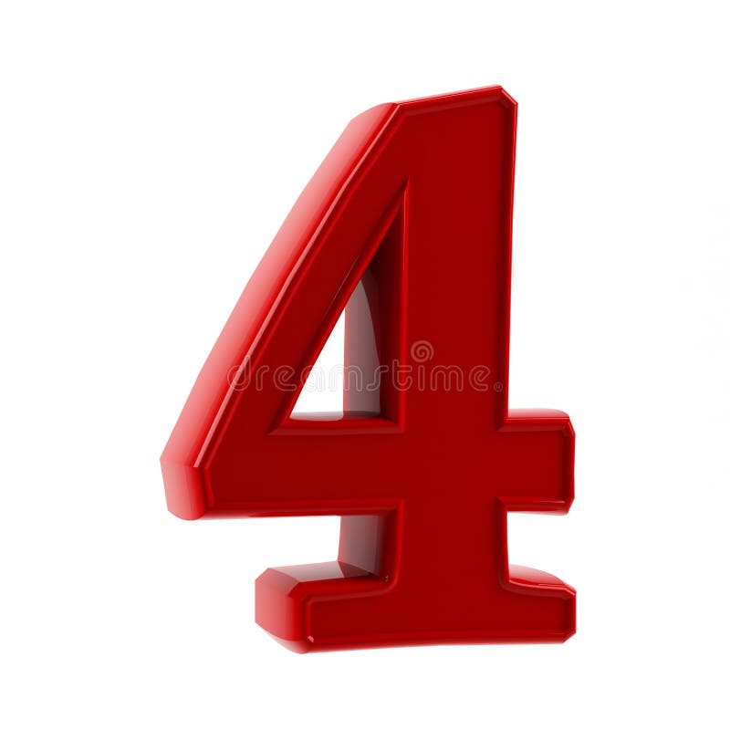 Numero Quattro Nel Colore Rosso Ardente Illustrazione di Stock ...