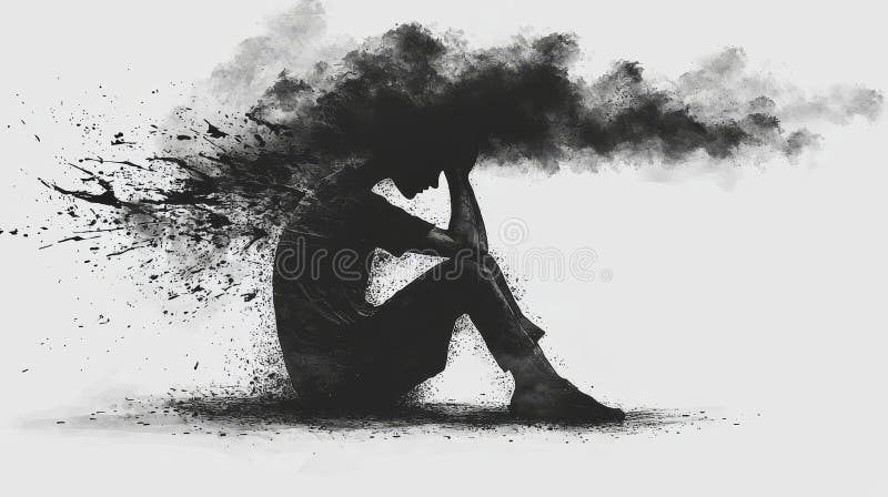 Figural Representation of Sadness and Isolation Stock Illustration ...