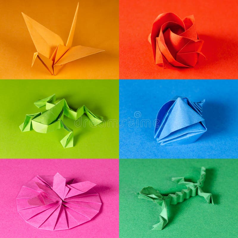 Figuras De Papel De Origami De Color Foto de archivo - Imagen de ...