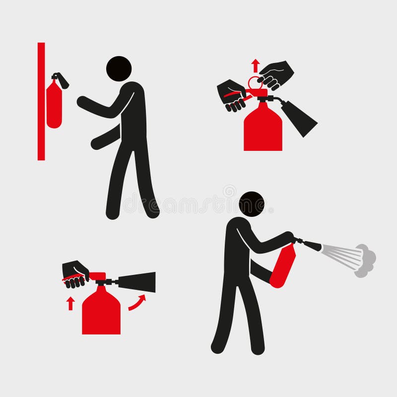 Figuras Para Explicar O Uso De Um Extintor Ilustração do Vetor ...