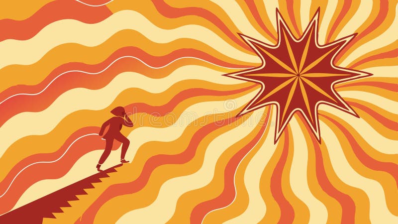 Figure Against Starburst Background, Achievement and Ambition, Vector ...