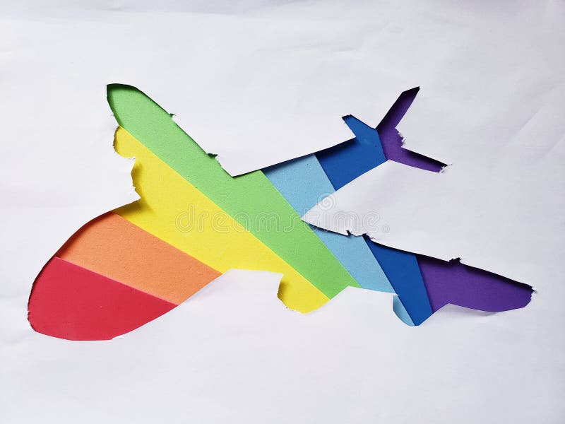Figure of an Airplane with the Colors of the Rainbow and White ...