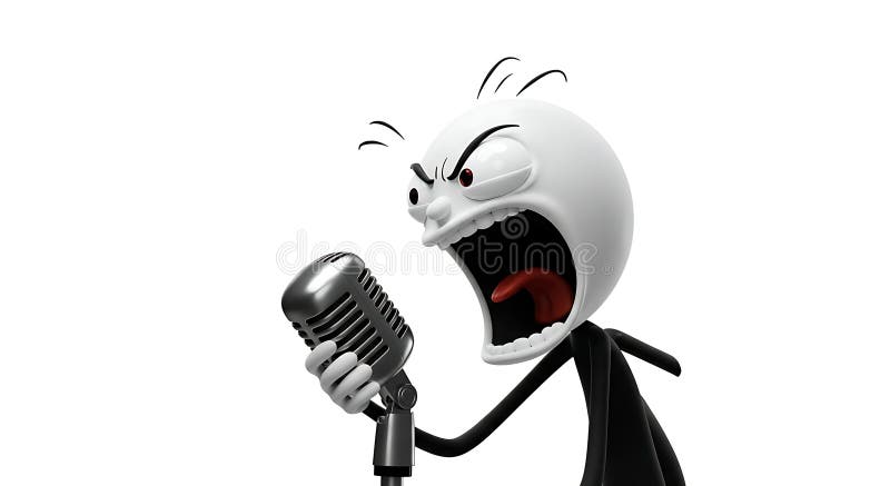 Figure Announcing into Microphone with Anger and Expression Stock ...