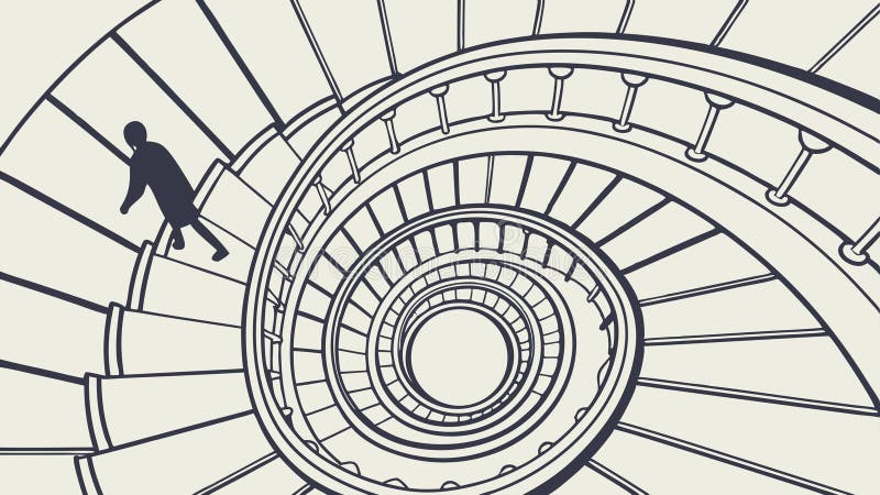 Figure Ascending a Spiral Staircase, Symbolizing Progress and Ambition ...