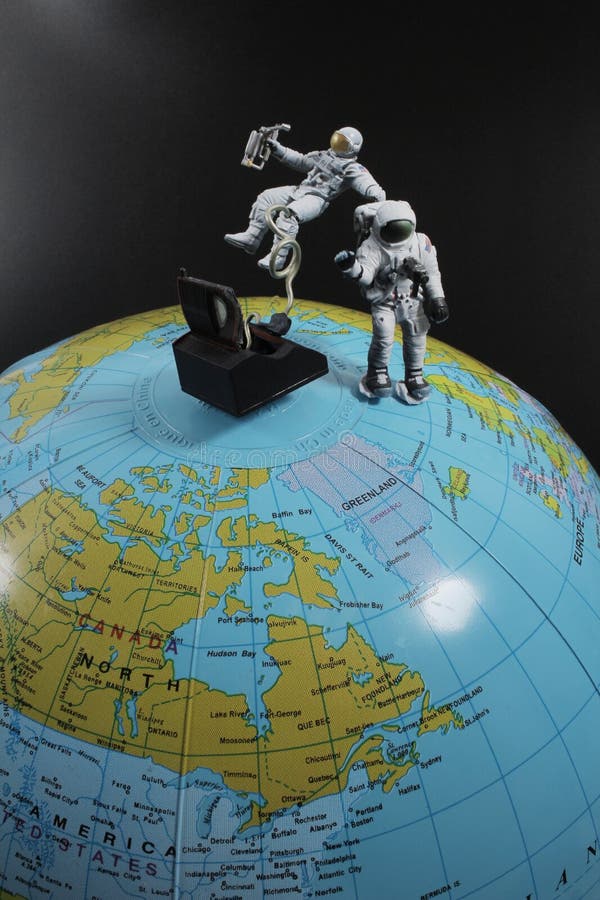 Figure of Astronaut in Outer Space Over of Earth Stock Image - Image of ...