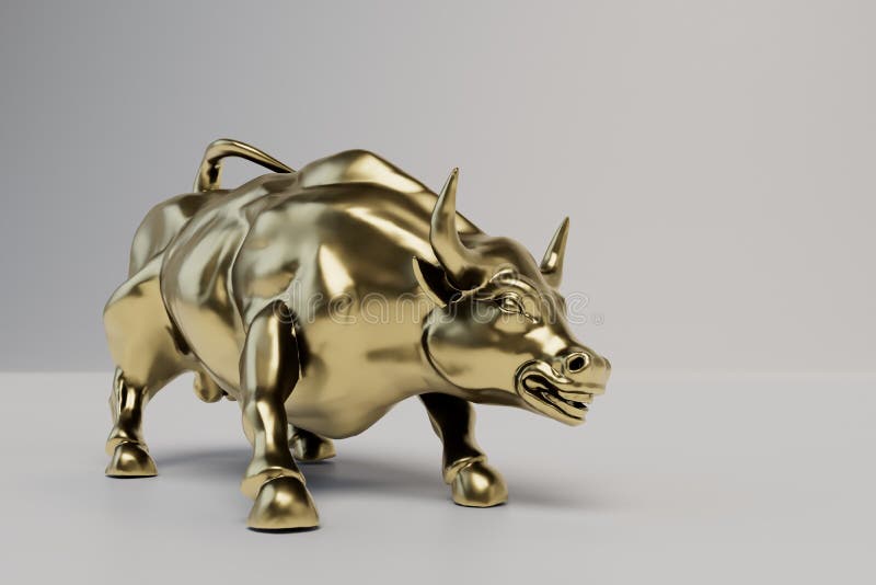 The Figure of the Attacking Bull is Golden in Color on a White ...