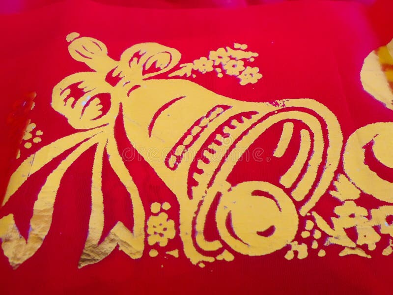 Figure a Bell on the Red Fabric Stock Photo - Image of symbol, gift ...