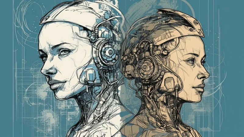 Figure Bionic Face Generative AI Stock Illustration - Illustration of ...