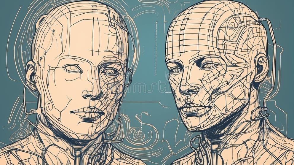 Figure Bionic Face Generative AI Stock Illustration - Illustration of ...
