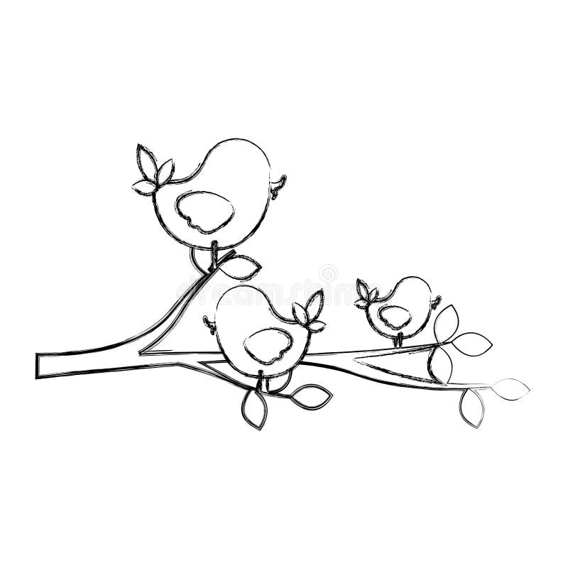 Figure Birds in the Branches Trees Icon Stock Illustration ...