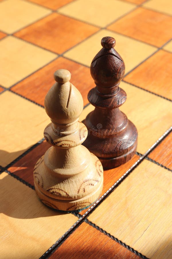 The Figure of a Black and White Elephant Stands on a Chess Board Stock ...