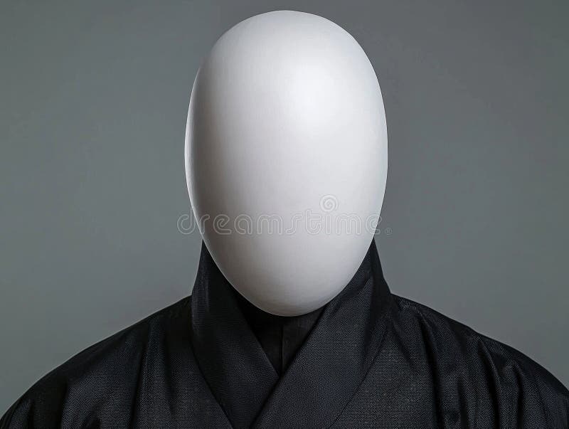Figure with a Blank White Mask and Black Robe. Stock Illustration ...